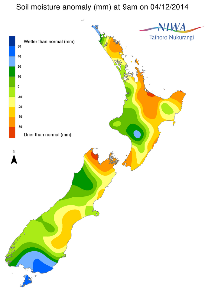 Soil Moisture Anomaly Maps | Earth Sciences New Zealand | NIWA
