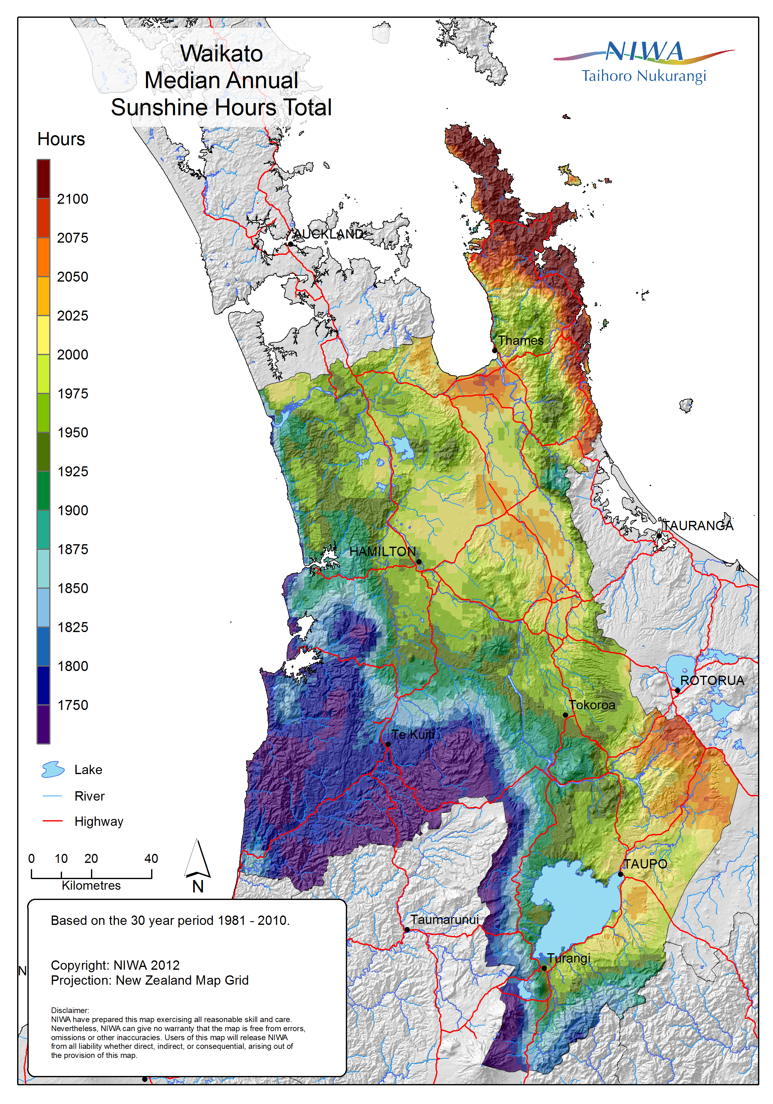 Annual sunshine | Earth Sciences New Zealand | NIWA