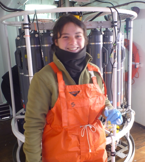 Eva Cougnon sampling the CTD for Oxygen analyses | NIWA