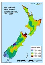 NZ mean annual sunshine hours - click to enlarge | NIWA