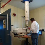 Calibrating the Dobson spectrophotometer in the new building. (Photo ...