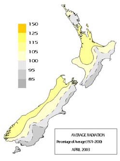 Percentage of normal radiation April 2003 | Earth Sciences New Zealand ...