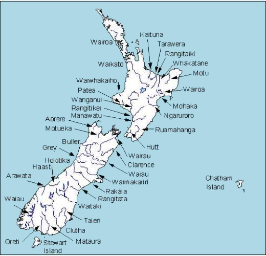 Map of New Zealand Rivers | Earth Sciences New Zealand | NIWA
