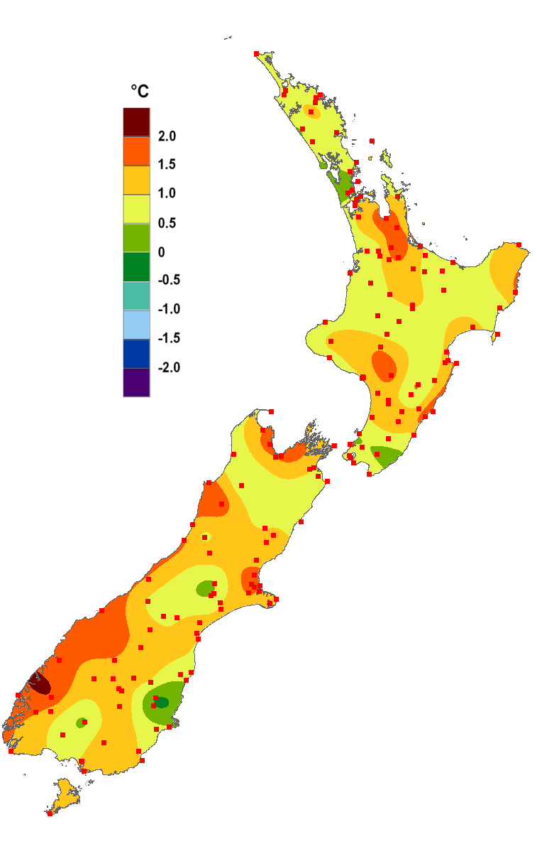 temp anomaly august 2012 | Earth Sciences New Zealand | NIWA