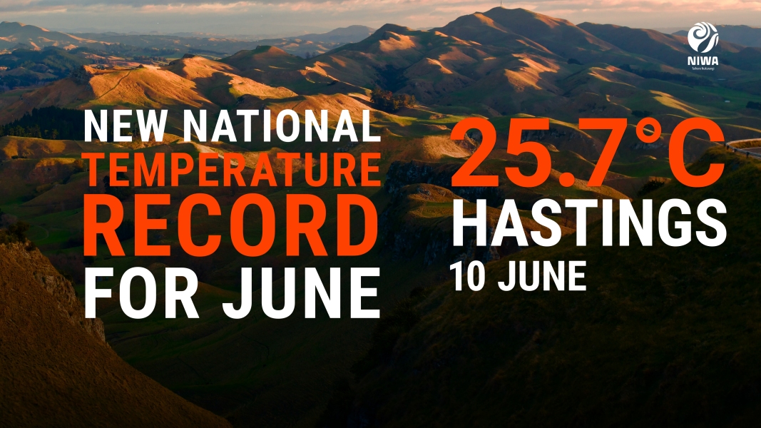 Hottest June temperature ever recorded | Earth Sciences New Zealand | NIWA