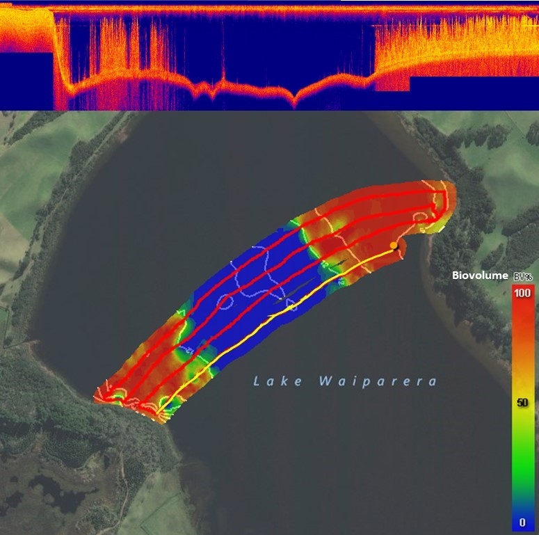 Figure 3: Mapping in action, showing acoustic signals from the lakebed ...