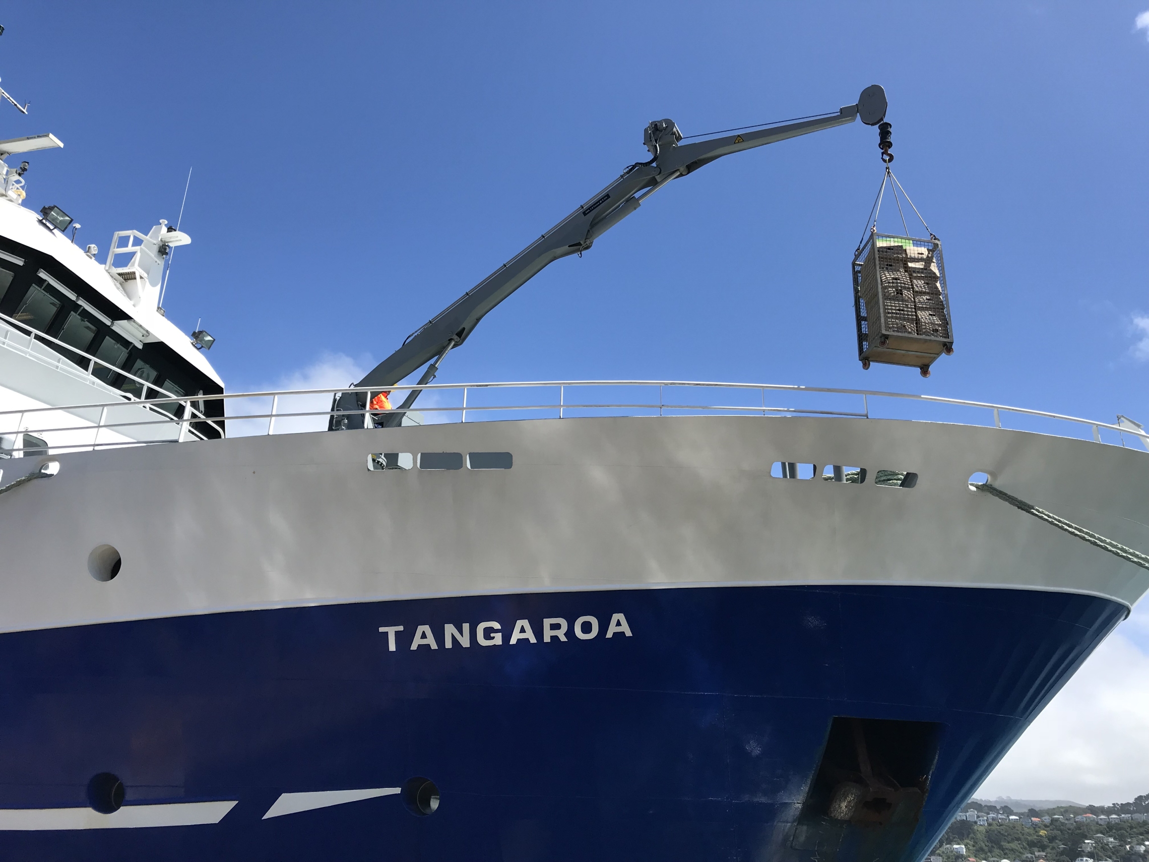 Craning vegetables aboard the Tangaroa 6 February | Earth Sciences New ...