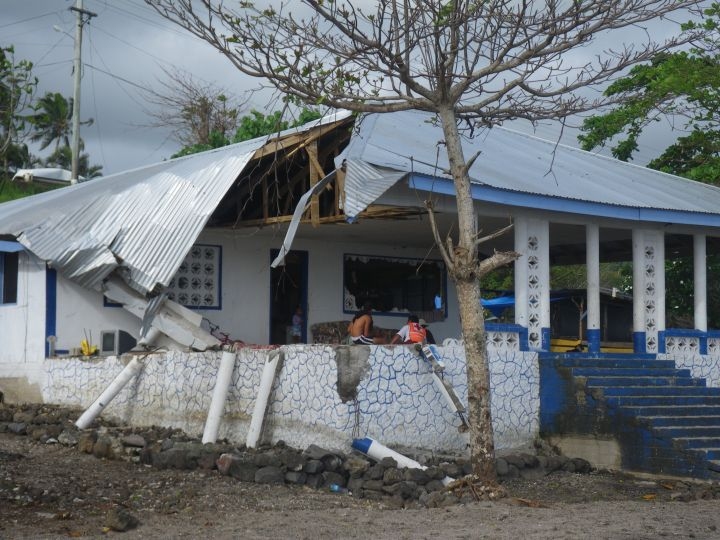 Severely damaged house, Lepa, Samoa. | Earth Sciences New Zealand | NIWA