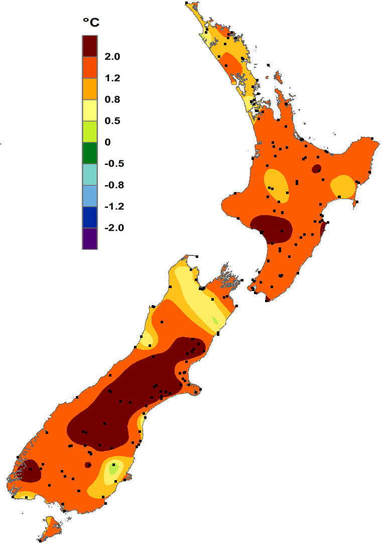 July Temperature | Earth Sciences New Zealand | NIWA
